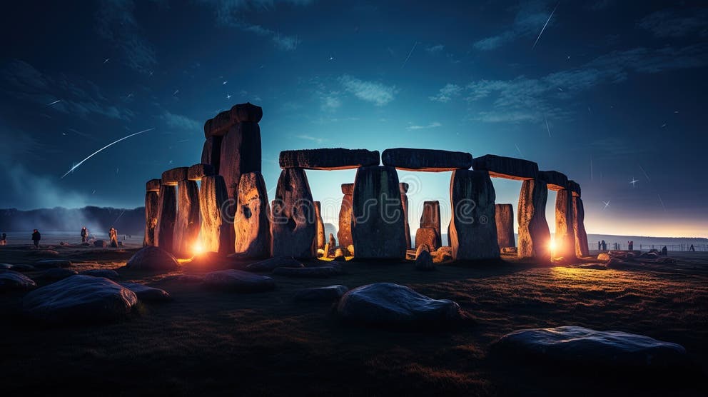 Contemporary Fire Torches on an Ancient Stone Circle Landscape ...