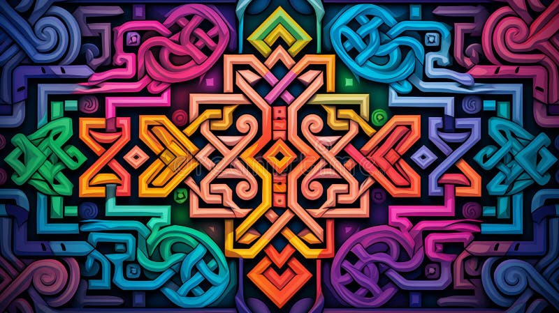 Contemporary, Flat Illustration of a Stylized Celtic Knot Pattern with ...