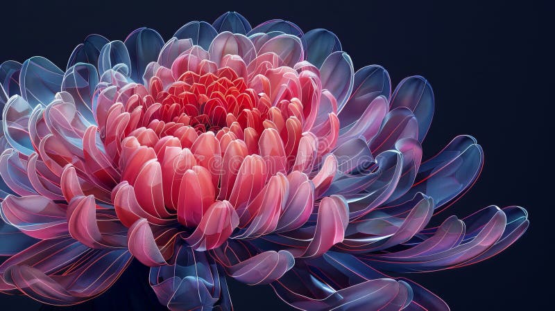 Contemporary Flat Schematic Flower Illustration Featuring Thin, Vibrant ...