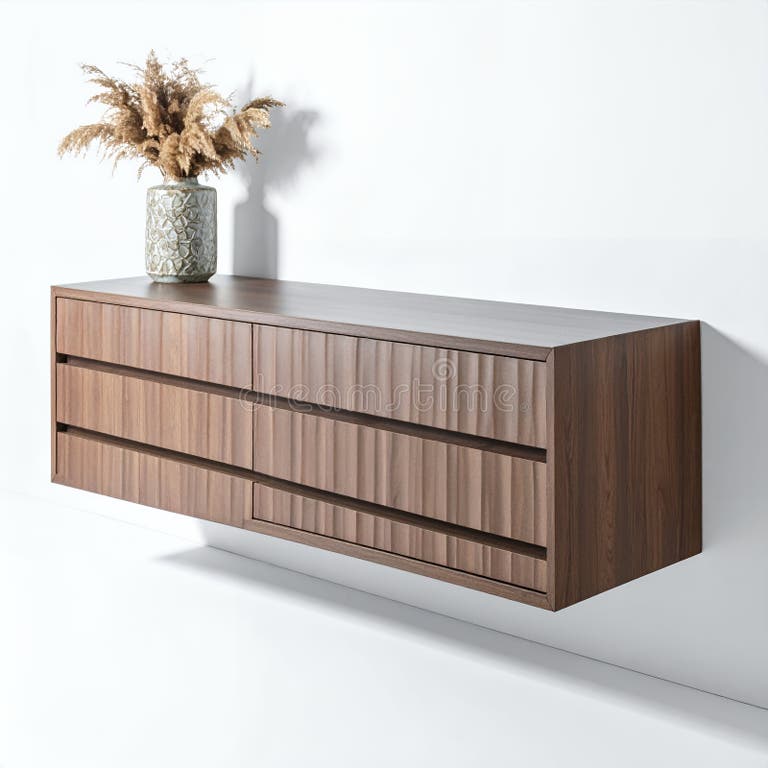 Modern Floating Console Table with Textured Drawer Fronts for Interior ...