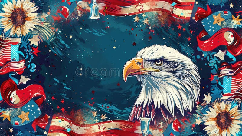 Contemporary Fourth of July Backdrop with Shiny Patriotic Elements ...