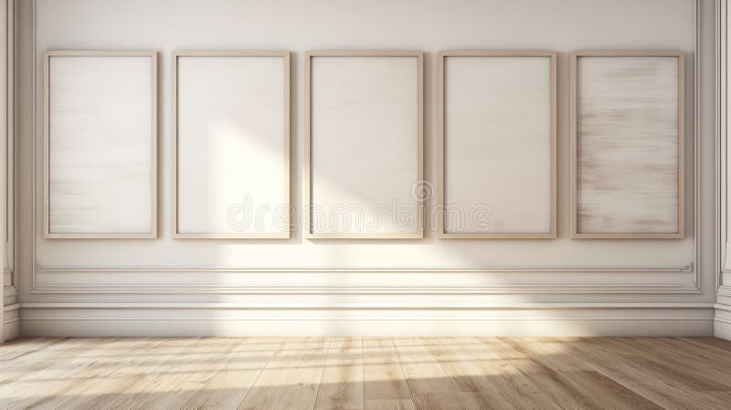 Contemporary Framed Art: Light and Shadow in White Room Stock ...