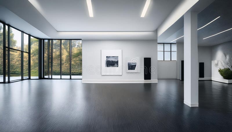 Contemporary Gallery Interior Stock Photo - Image of aesthetics ...
