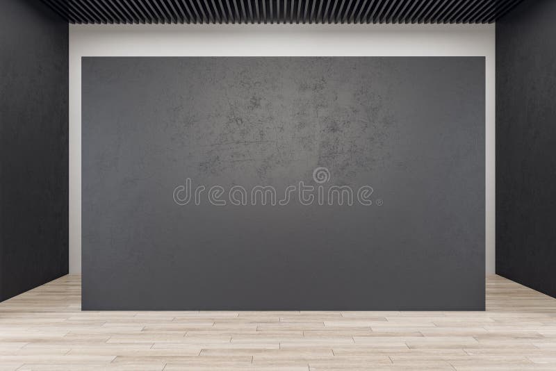 Contemporary Gallery Interior with Empty Gray Exhibition Stand Stock ...