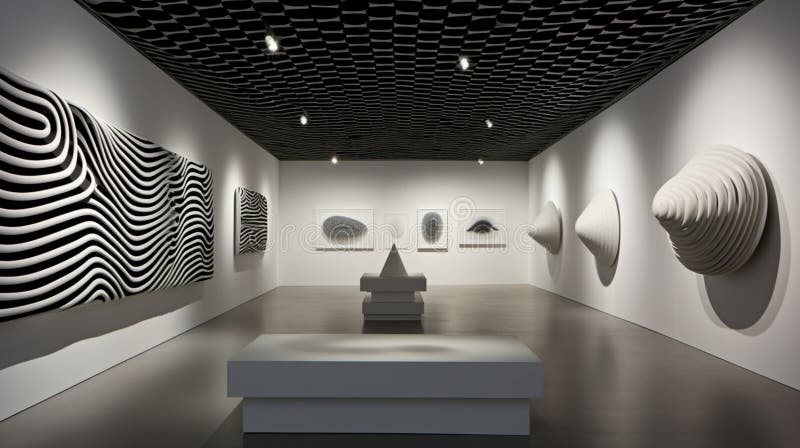 A Contemporary Gallery Space with a 3D Optical Illusion Wall Pattern ...