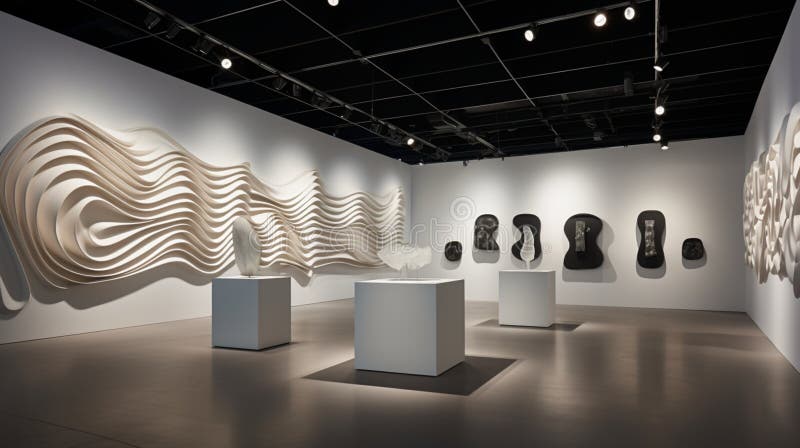 A Contemporary Gallery Space with a 3D Optical Illusion Wall Pattern ...