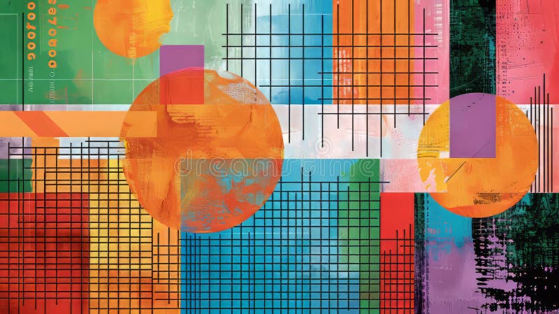 Contemporary Geometric Grid Backdrop with Bold Shapes and Vibrant ...