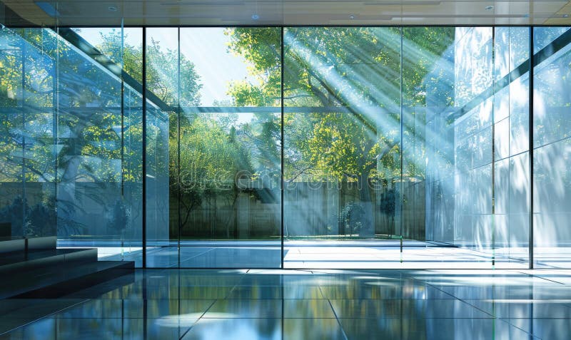 Contemporary Glass Panel Wall, Transparent Glass Stock Image - Image of ...