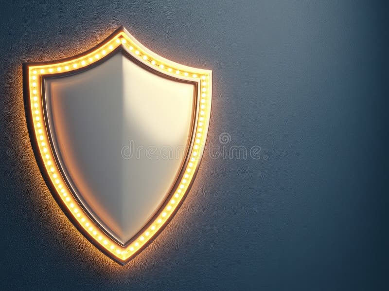 A Contemporary Glowing Shield Emblem Symbolizing Safety and Security in ...