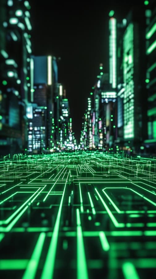 A Contemporary Green Digital Scene with Clean, Basic Shapes Stock Image ...