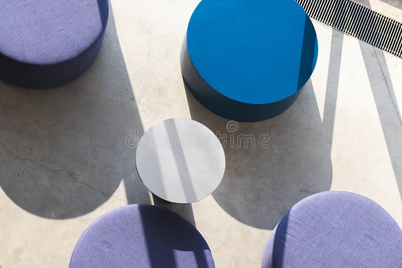 Contemporary Hall Room Interior Design with Round Tables Stock Photo ...
