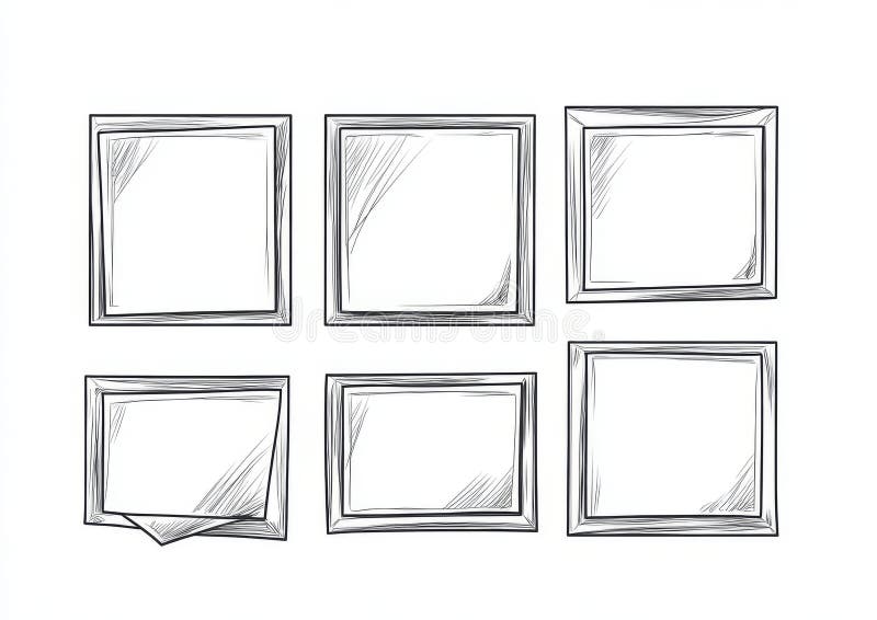 A Contemporary Hand-drawn Sketch Frame. a Basic Doodle of a Rectangular ...