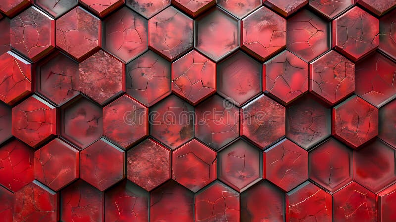 Contemporary Hexagon Pattern with Red Metal Plates, Sleek Geometric ...