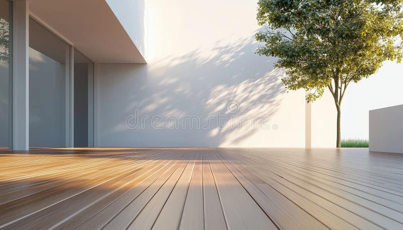 Contemporary Home Featuring Patio and Wooden Deck Entrance Floor ...