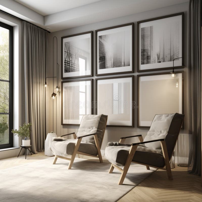 Contemporary Home Theater with Big Screen and Comfortable Seating Stock ...