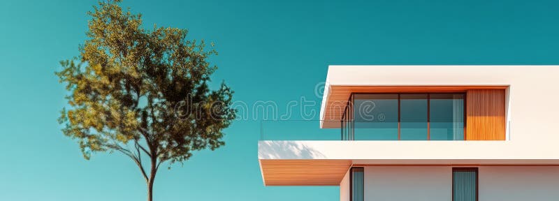 Modern Architectural Design of a House with Large Windows and a Tree ...
