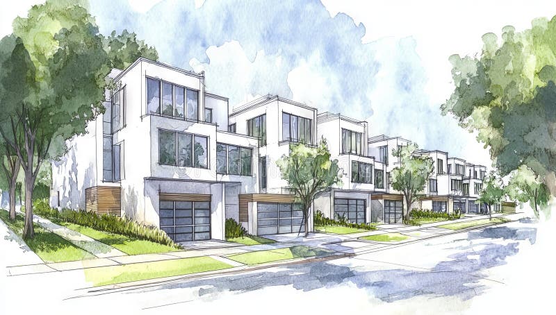 A Contemporary Housing Development Featuring Sleek Designs and Large ...