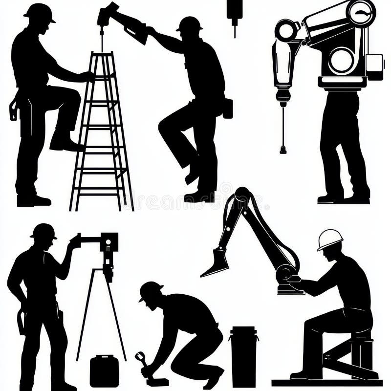 A Contemporary Illustration of a Construction Worker, Showcasing ...