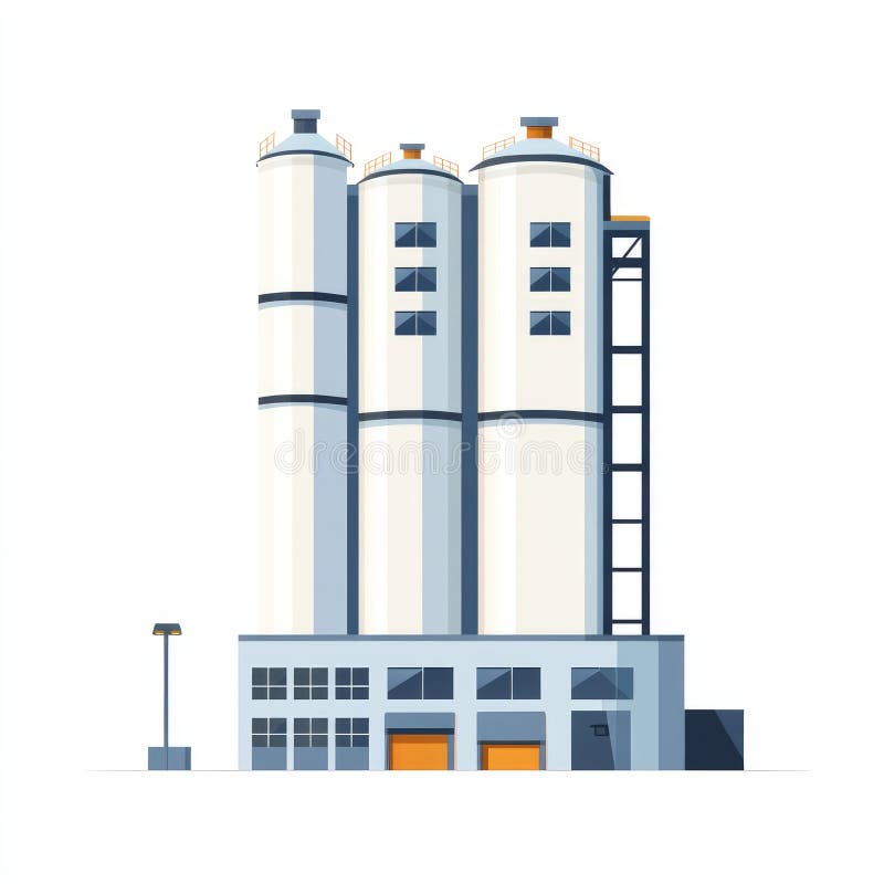 Modern Industrial Silo Building Exterior with Loading Docks Stock ...
