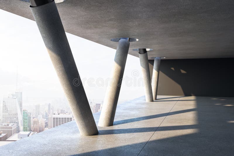 Contemporary Interior with Columns Stock Illustration - Illustration of ...