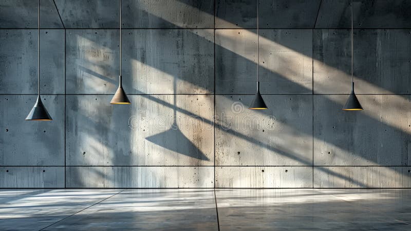 Contemporary Interior Design with Hanging Lights Casting Shadows in a ...