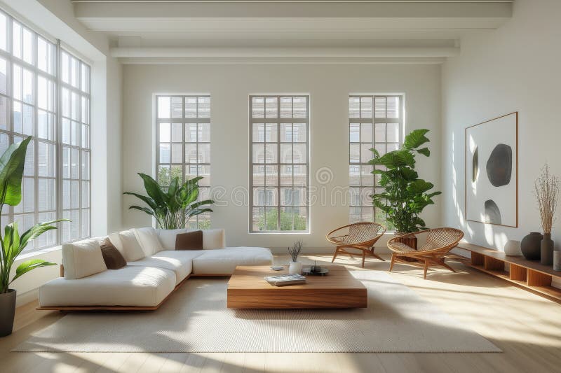 Contemporary Interior Design of the Living Room in Soft Neutral Tones ...