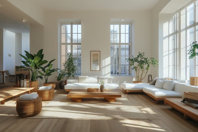 Contemporary Interior Design of the Living Room in Soft Neutral Tones ...