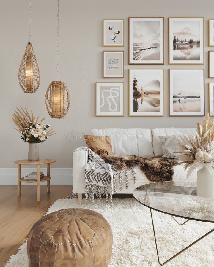 Contemporary Interior Design of the Living Room in Soft Neutral Tones ...