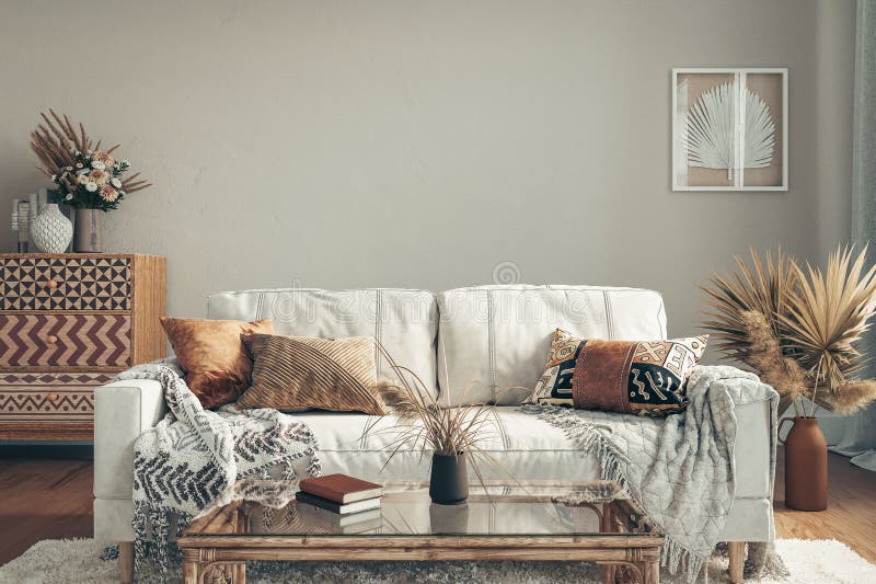 Contemporary Interior Design of the Living Room in Soft Neutral Tones ...