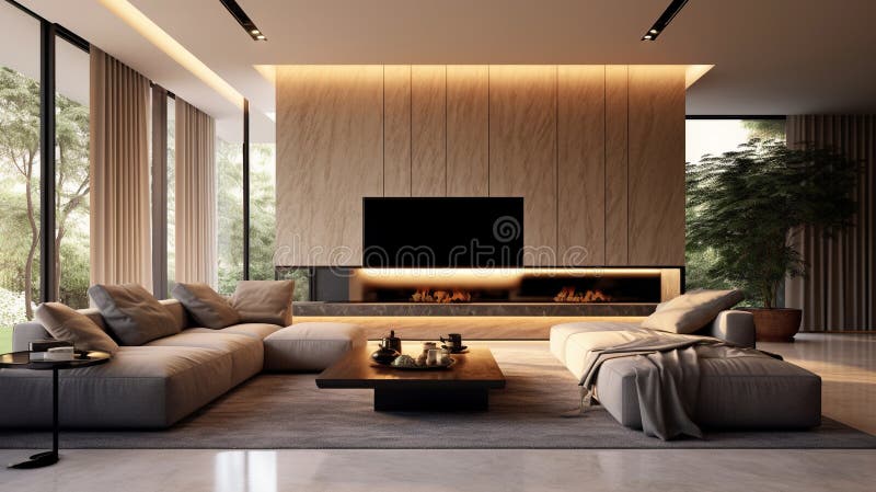 Contemporary Interior Design of the Modern Living Room Background Stock ...