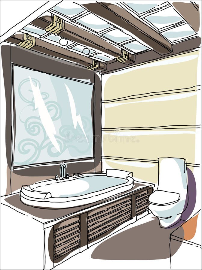 Contemporary Interior Doodles Bedroom. Stock Vector - Illustration of ...