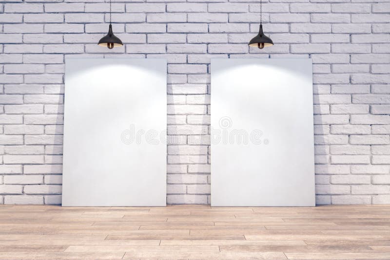 Contemporary Interior with Empty Posters Stock Illustration ...