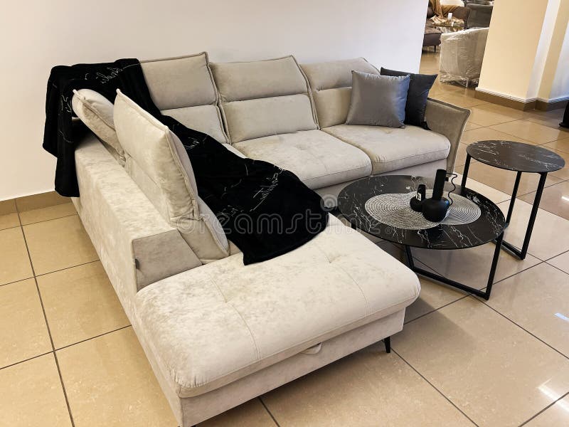 Modern Living Room Setup with a Cozy Sectional Sofa and Matching Tables ...