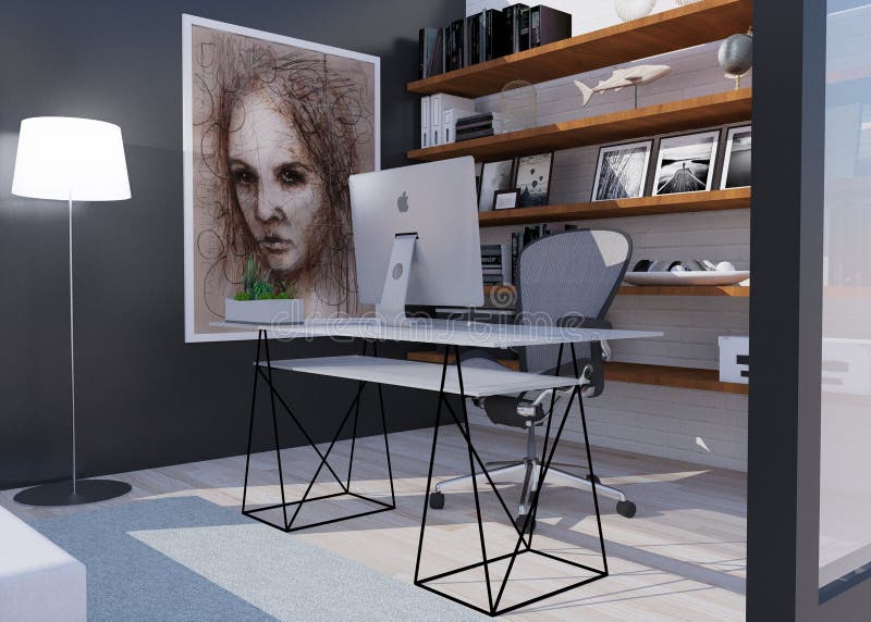 Contemporary Interior Office Rendering Editorial Stock Photo ...