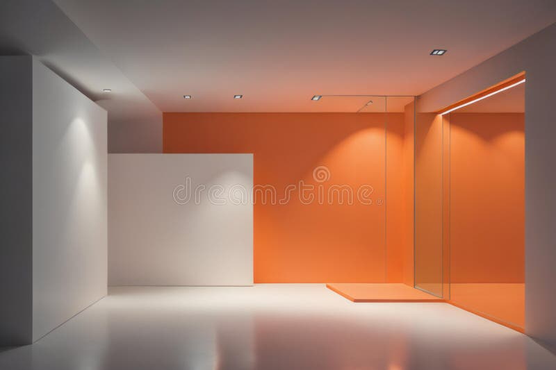 Contemporary Interior with Orange Walls and Door. Generative Ai Stock ...