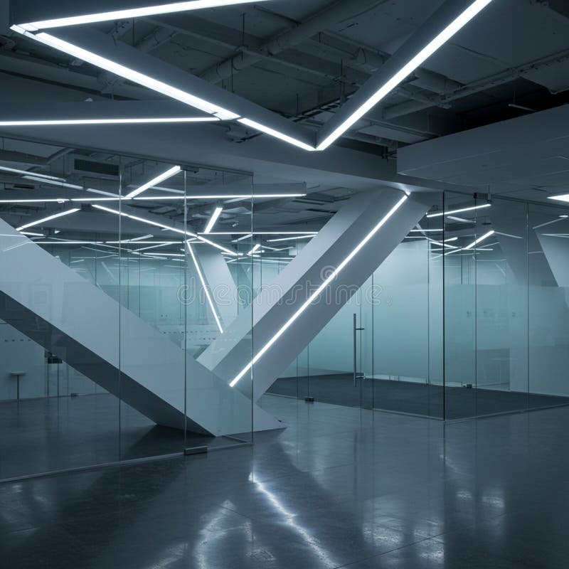 Contemporary Interior Space with Geometric Design Elements. Dominated ...