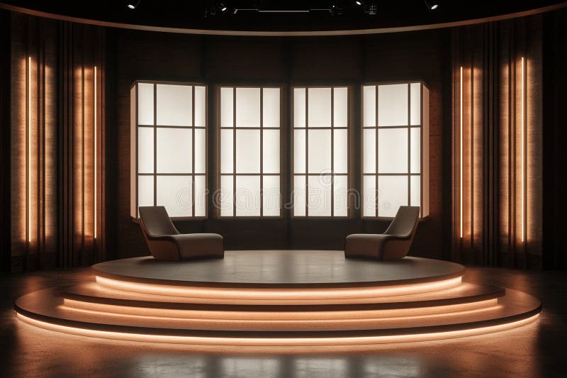 Modern Interview Set with Stylish Chairs and Soft Lighting in a Studio ...