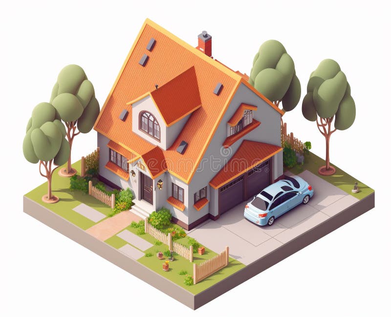 Contemporary Isometric House - Generative AI Stock Illustration ...