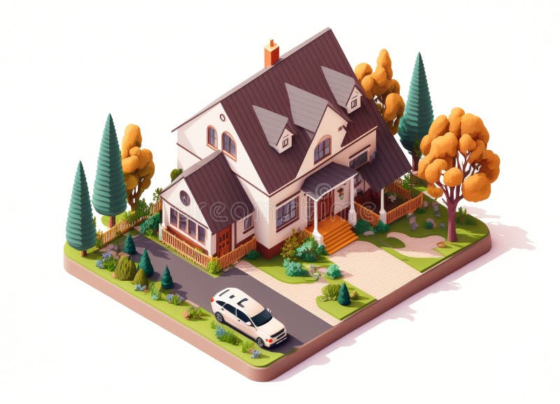 Contemporary Isometric House - Generative AI Stock Illustration ...