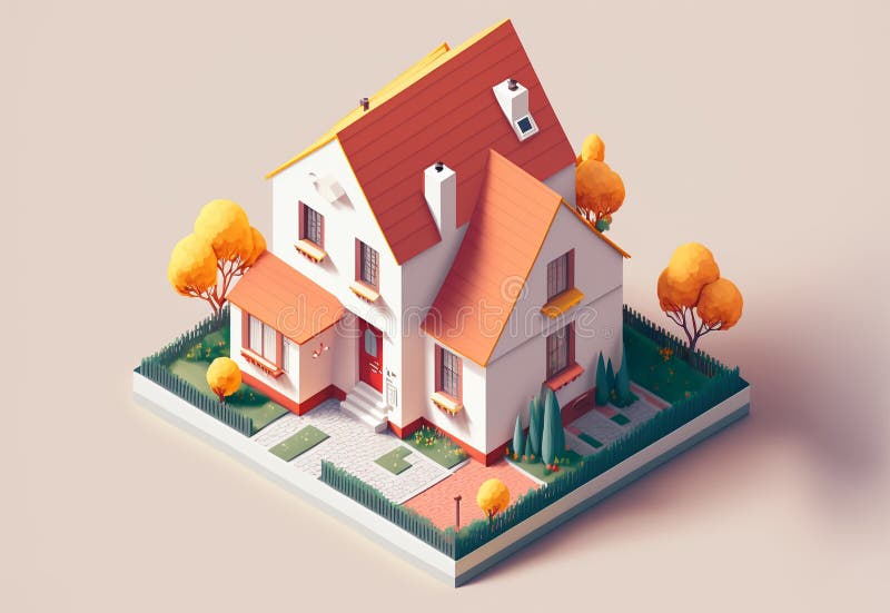Contemporary Isometric House - Generative AI Stock Illustration ...