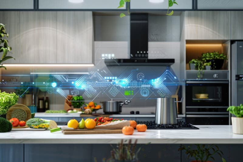 Contemporary Kitchen with Advanced Digital Interfaces for Smart ...