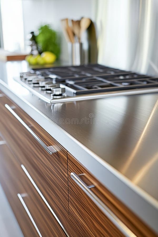 Contemporary Kitchen Cabinets Featuring a Stainless Steel Counter Stock ...