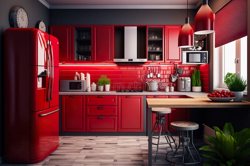 Contemporary Kitchen a 3D Rendering of Modern Interior Design Ai ...