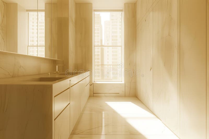 Contemporary Kitchen Design in Neutral Tones with Large Window ...