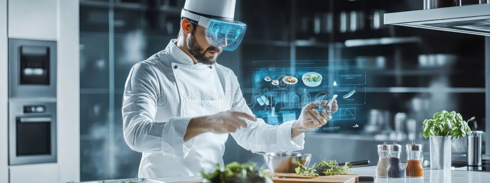 Modern Cooking with Augmented Reality Instructions in a Sleek Kitchen ...