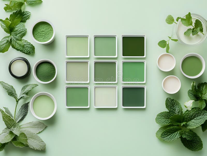 Contemporary Layout of Green Paint Samples Illustrating Types of Green ...