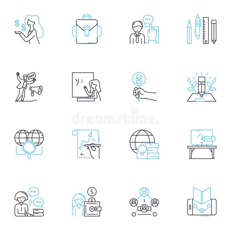 Contemporary Learning Linear Icons Set. Adaptive, Collaborative ...