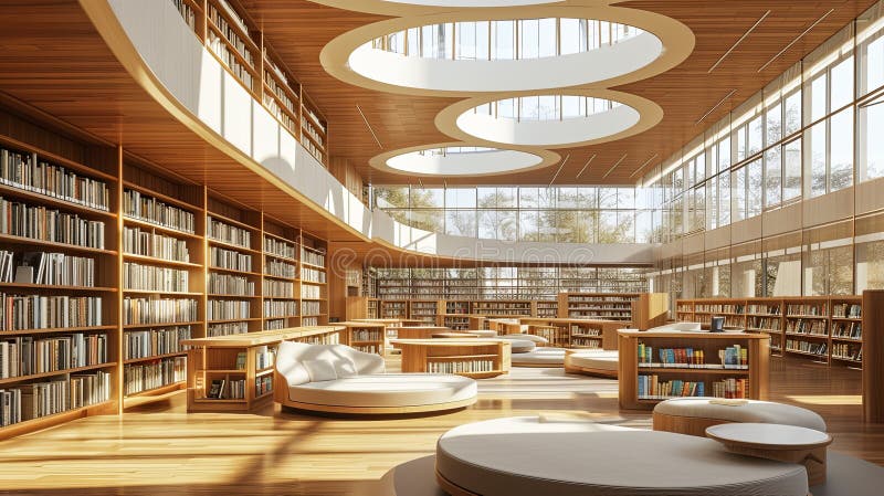 Contemporary Library with Innovative Design Stock Illustration ...