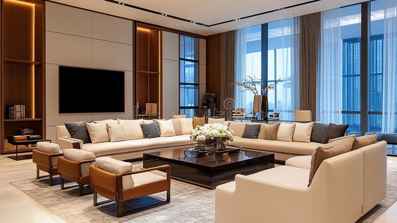 A Contemporary Living Room with a Chic and Inviting Sofa Set Against a ...
