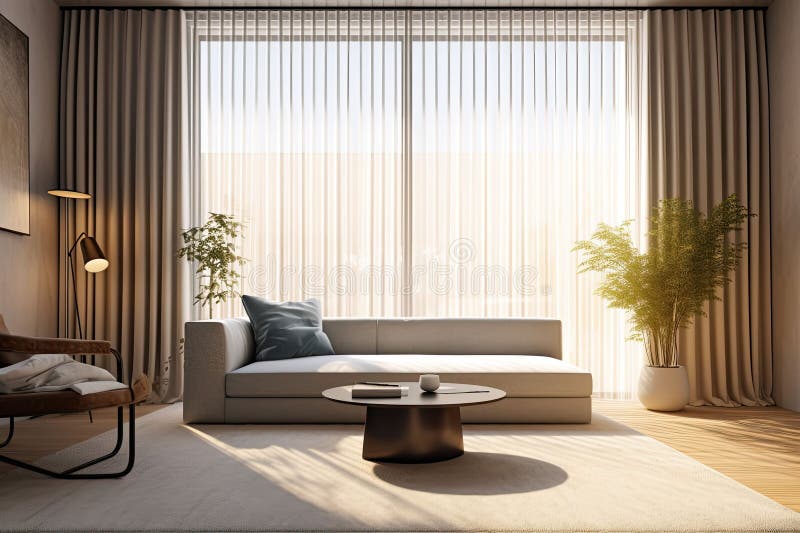 A Contemporary Living Room Interior with a Couch and Pillows and a ...